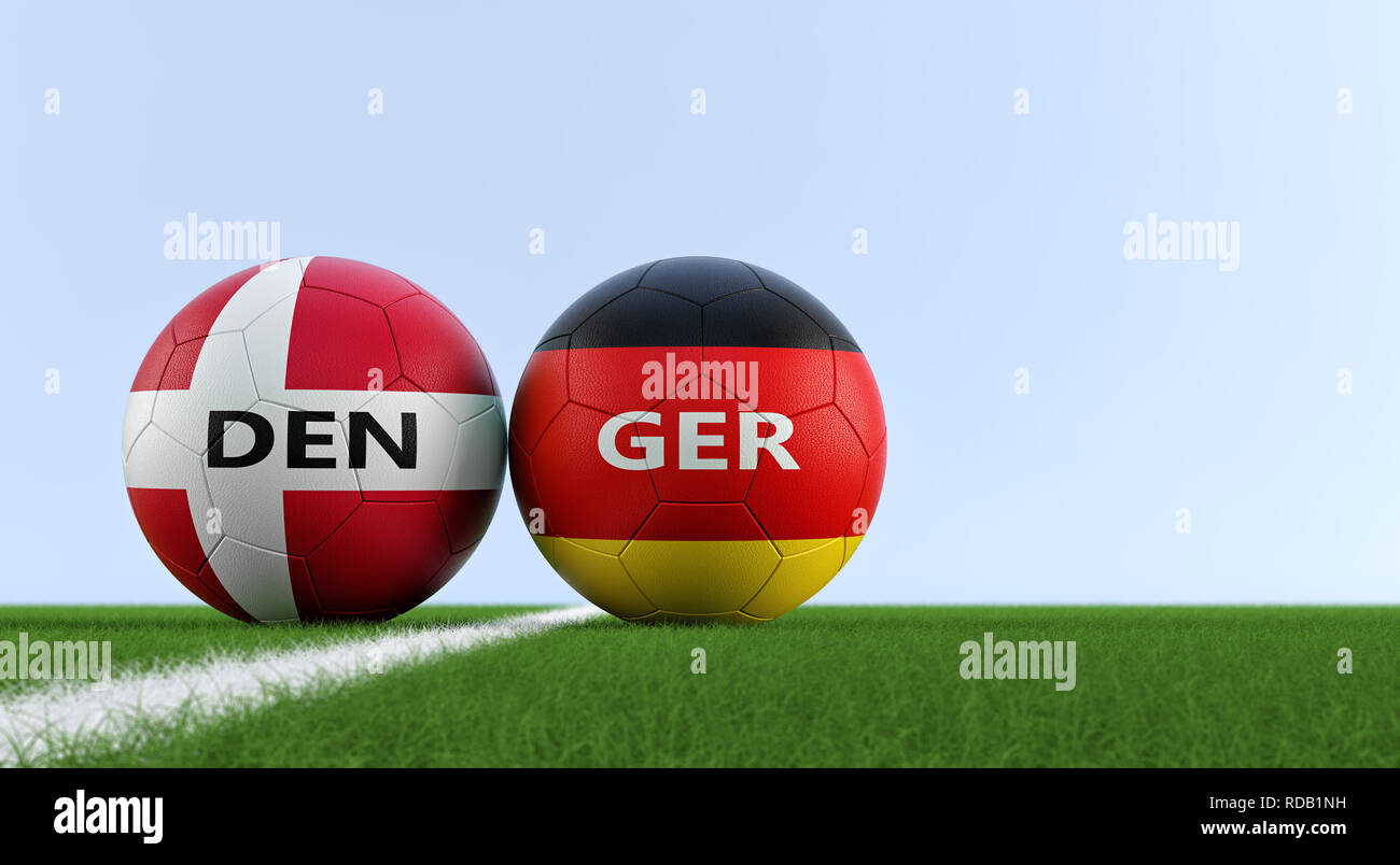 Germany vs. Denmark Soccer Match - Soccer balls in Germany and Denmark ...