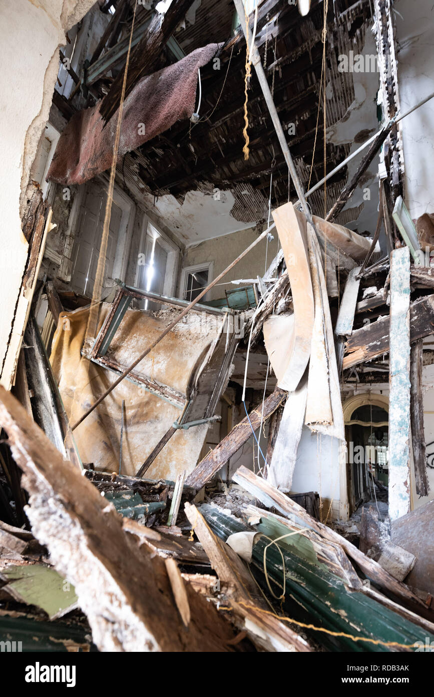 Collapsed first floor in a decayed house Stock Photo - Alamy
