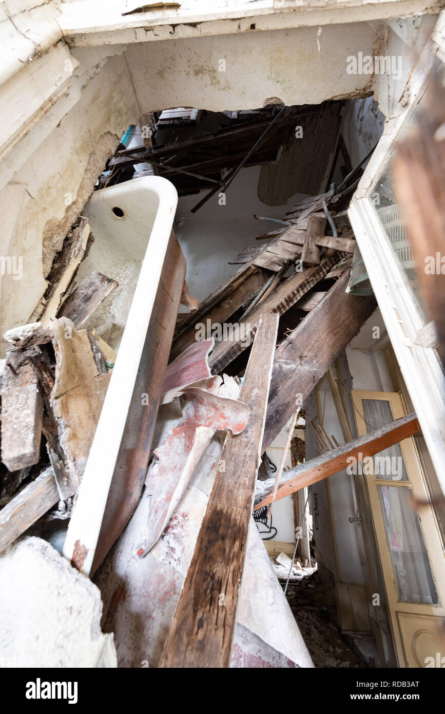 Collapsed first floor in a decayed house Stock Photo - Alamy