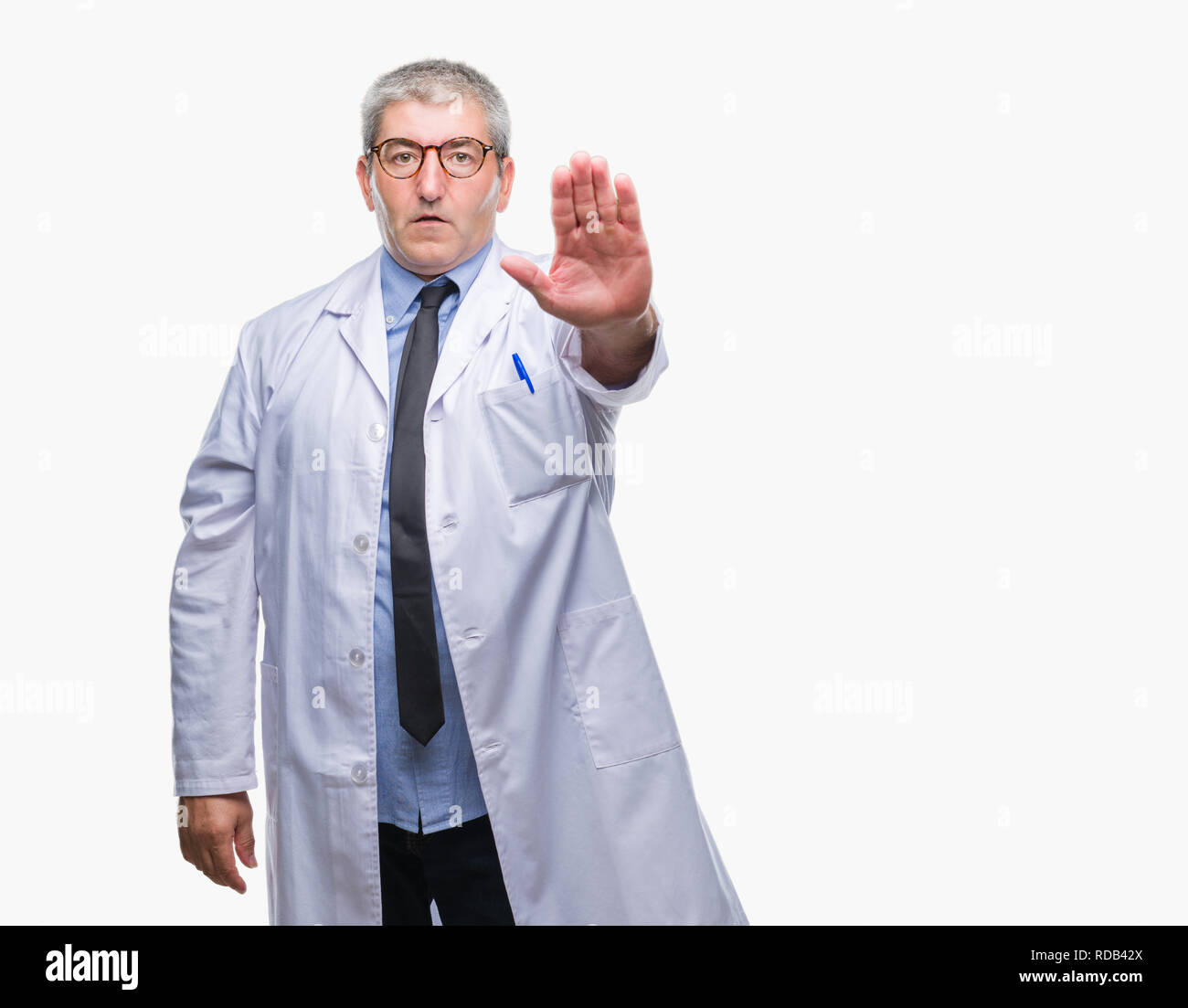 Doctor warning portrait mature hi-res stock photography and images - Alamy