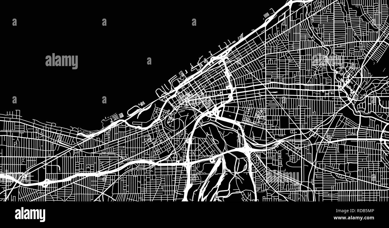 Urban vector city map of Cleveland, Ohio, United States of America ...