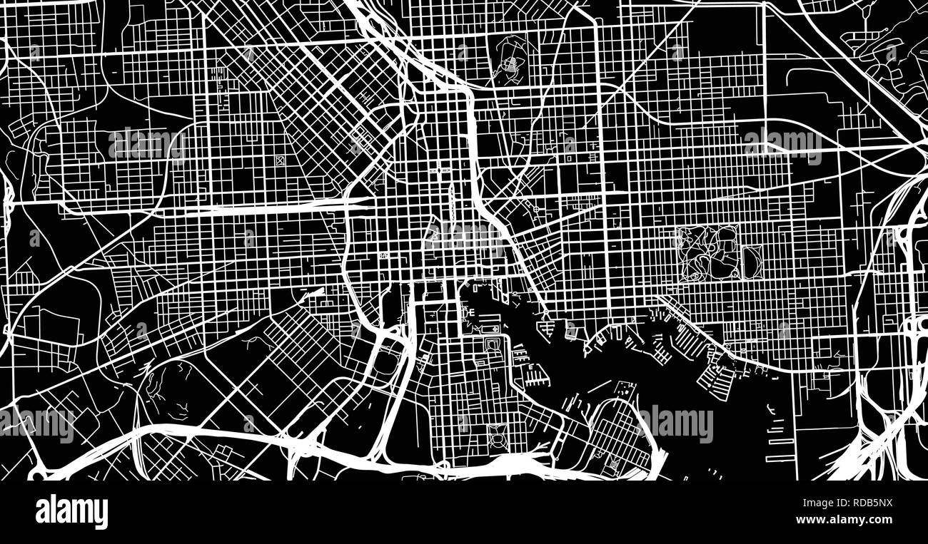Urban vector city map of Balitmore, Maryland, United States of America ...