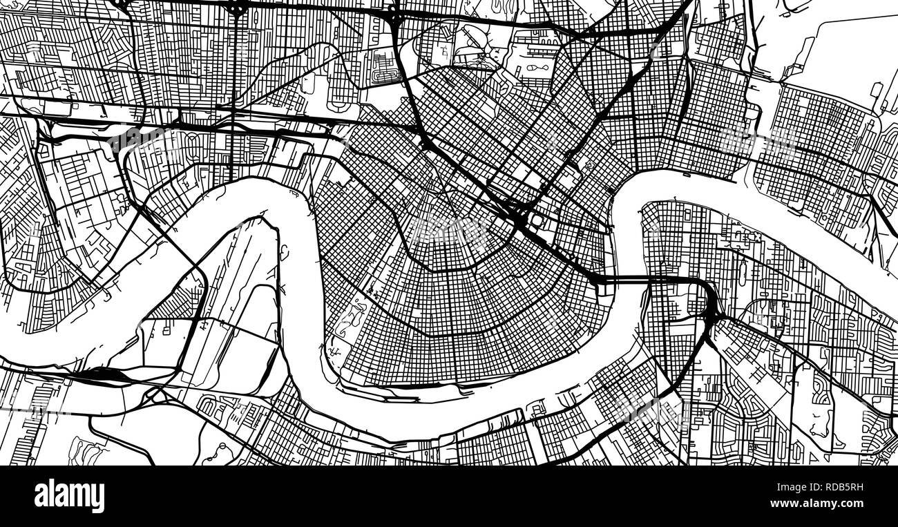 Urban vector city map of New Orleans, Louisiana, United States of ...