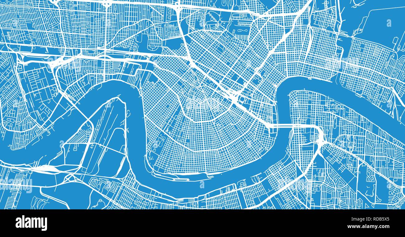 Urban vector city map of New Orleans, Louisiana, United States of ...