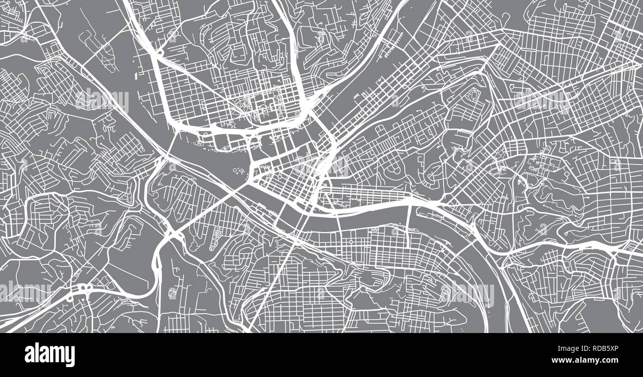 Urban vector city map of Pittsburgh, Pennsylvania, United States of ...
