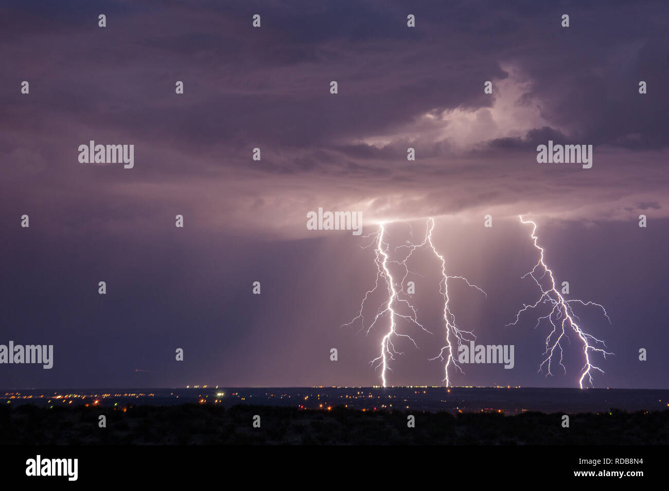 Triple lightning strikes with multiple branches strike the Upper Valley ...