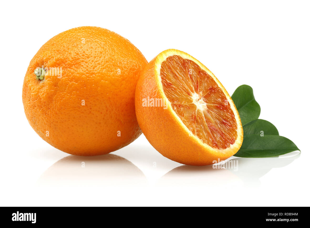 Fresh Blood Orange and leaves isolated on white background Stock Photo ...