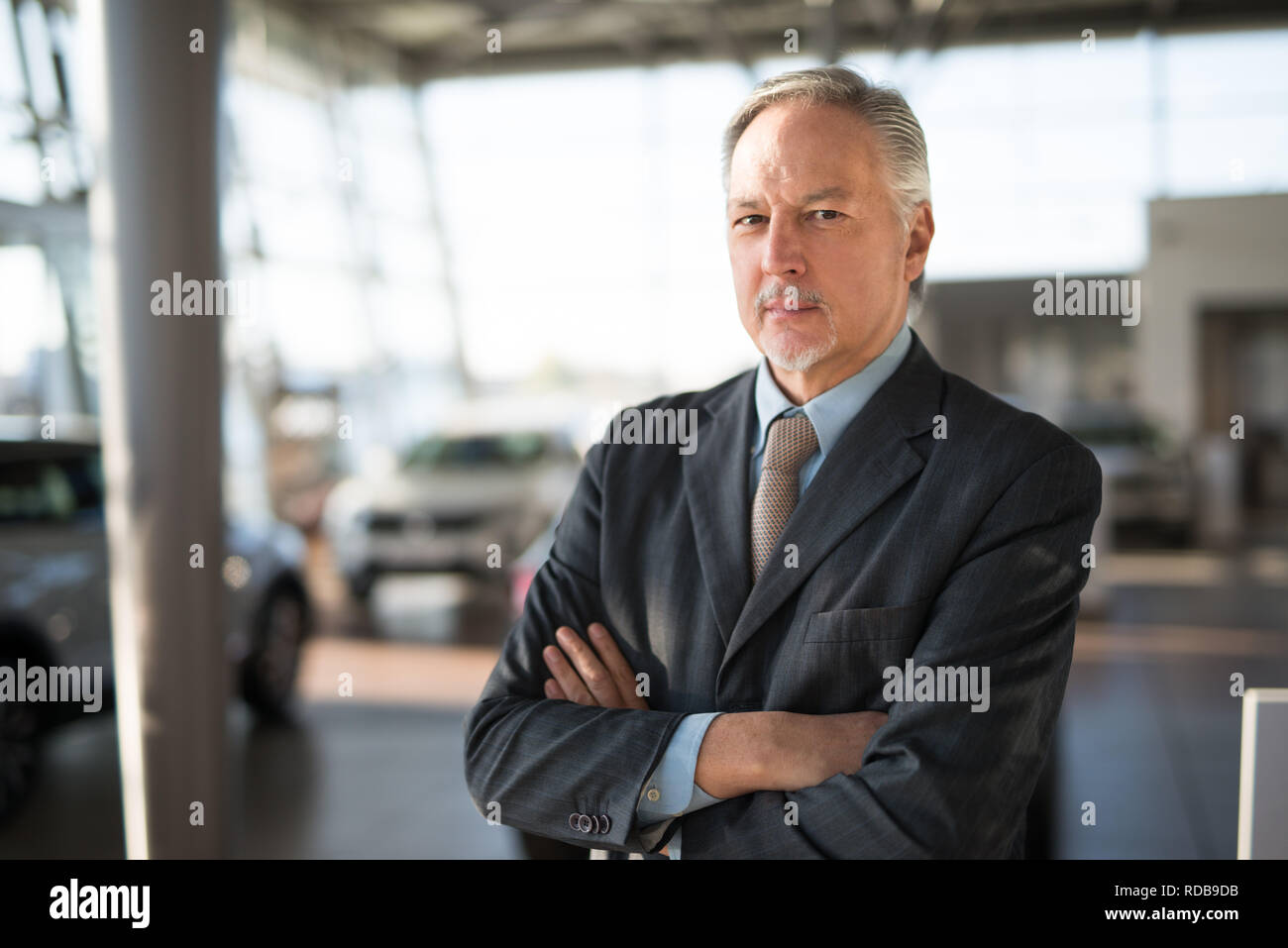 Car dealer salesman in his showroom Stock Photo - Alamy