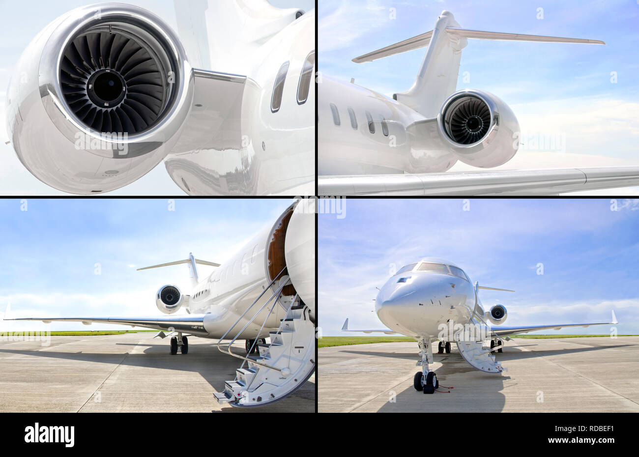 Collection of four photos of luxury private jet aircraft Stock Photo ...