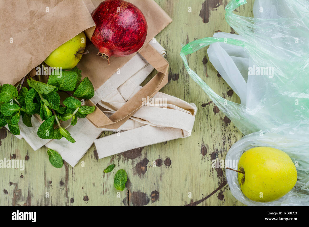 Natural reusable linen and paper bag Stock Photo - Alamy