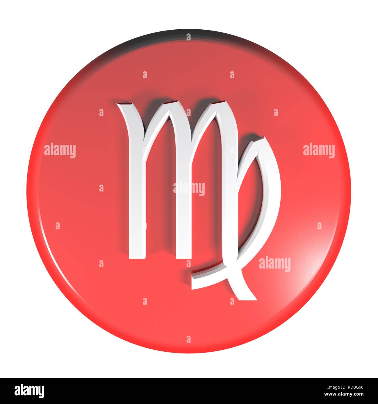 ZODIAC VIRGO ICON red circle push button - 3D rendering illustration ...