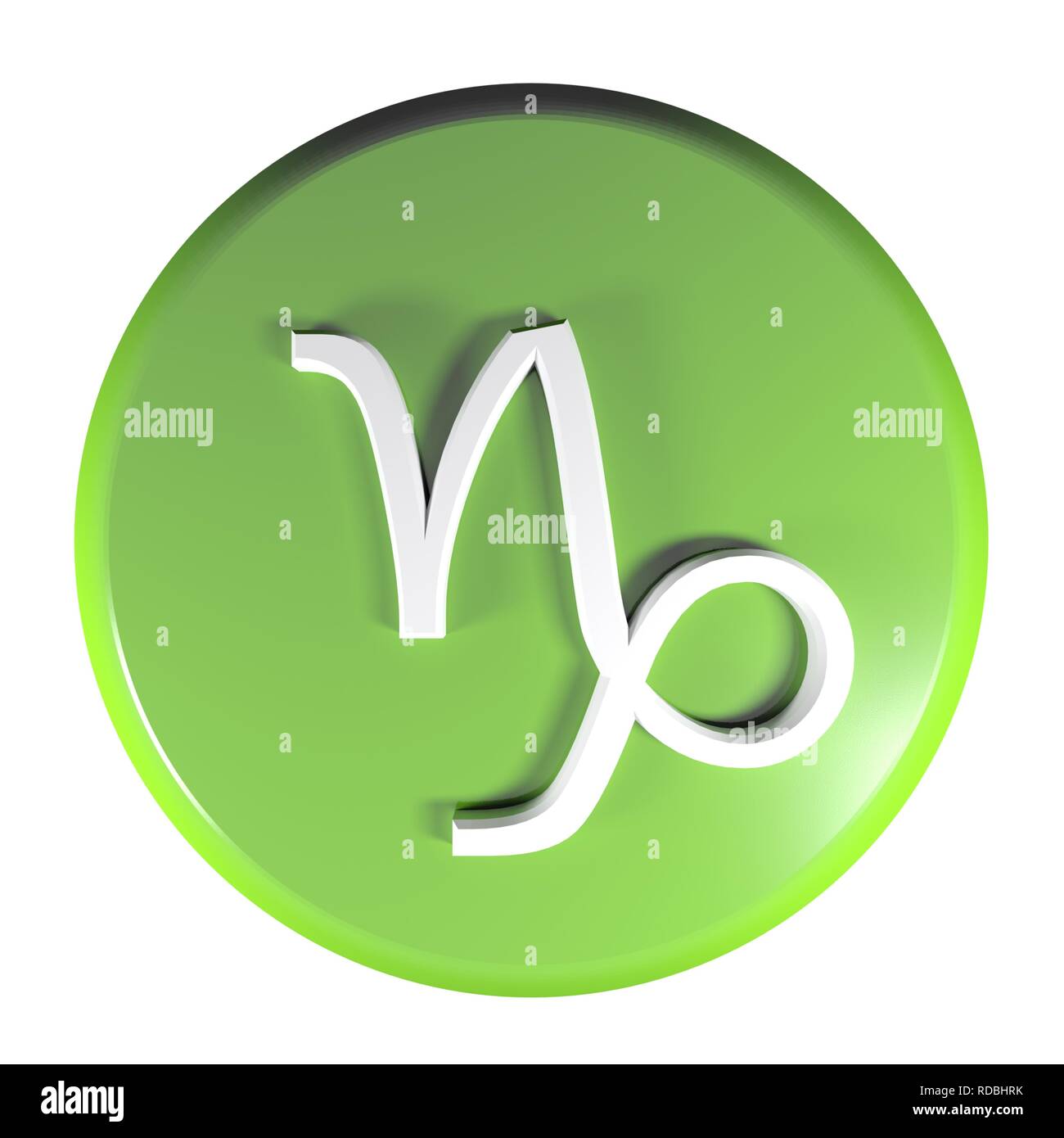 ZODIAC CAPRICORN ICON green circle push button - 3D rendering ...