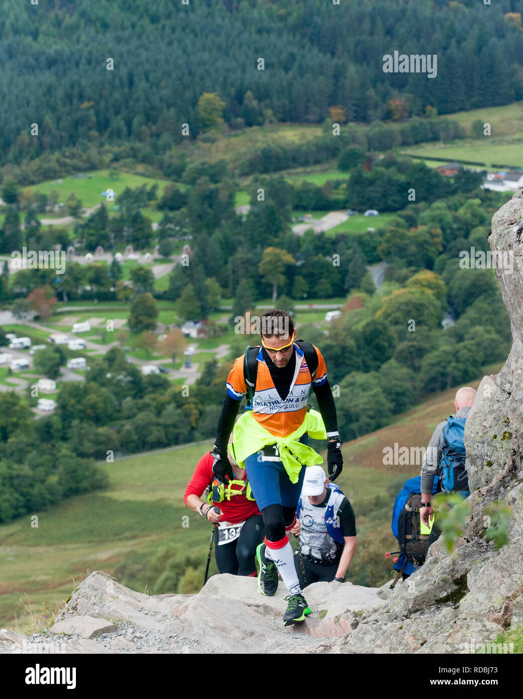 Man walking up Ben Nevis path Glen Nevis highlands Scotland U.K Stock ...