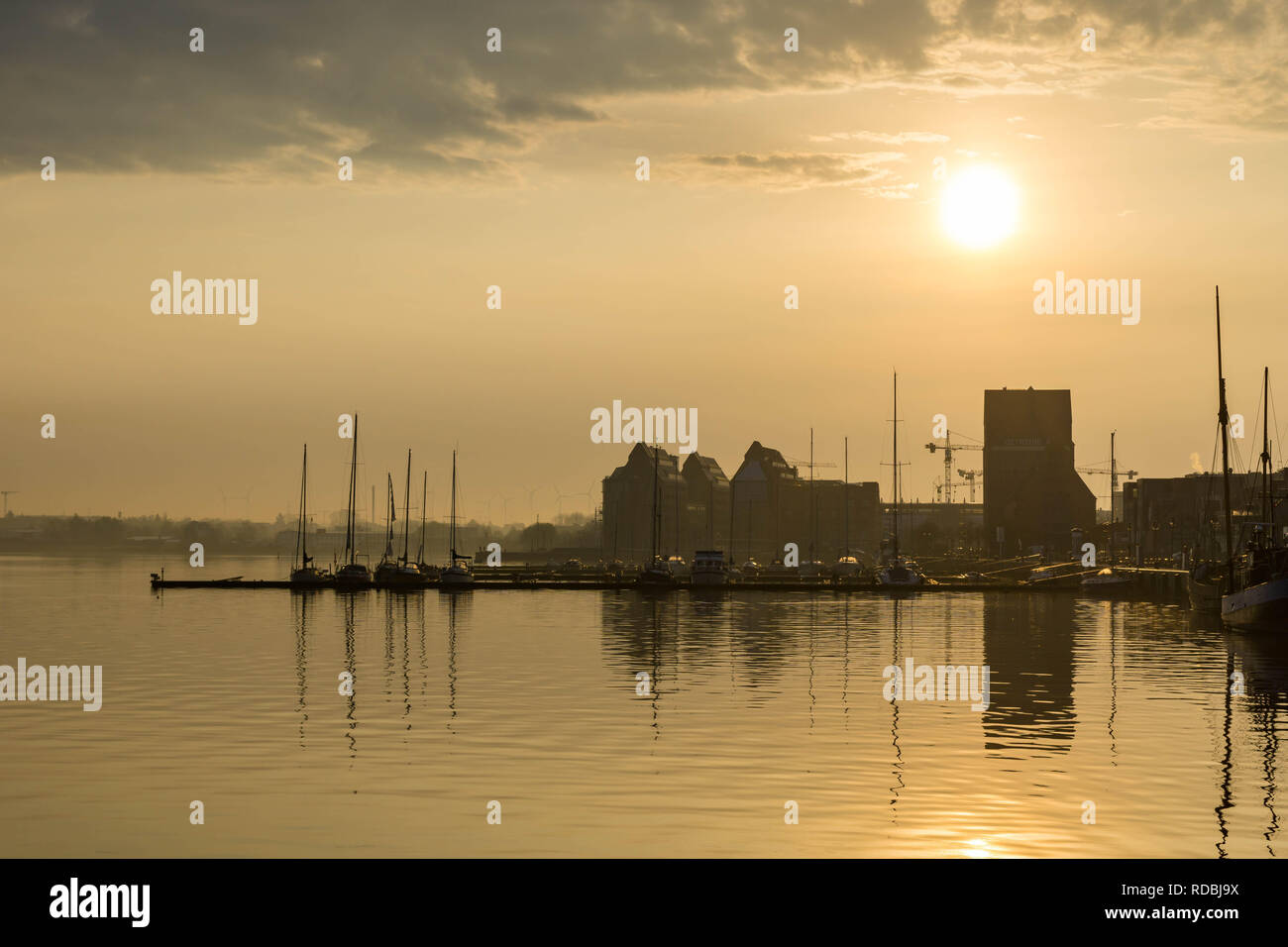 harbor of rostock - boats at the river warnow Stock Photo - Alamy