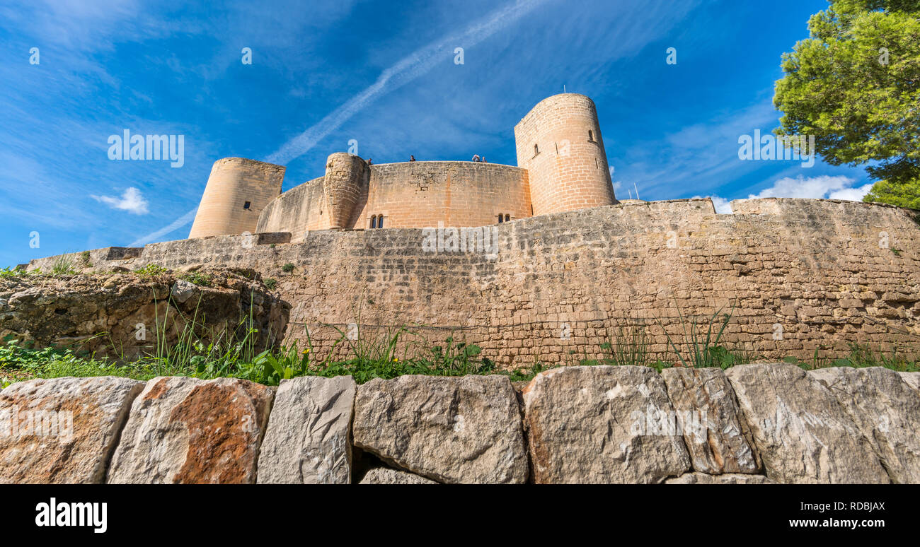 Majorca, Spain - October 30, 2018 : Panoramic view of outer wall of ...