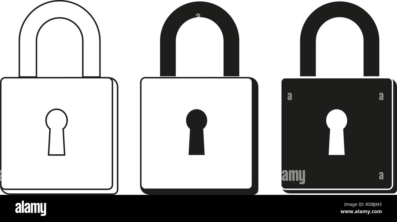Black and white padlock set Stock Vector Image & Art - Alamy