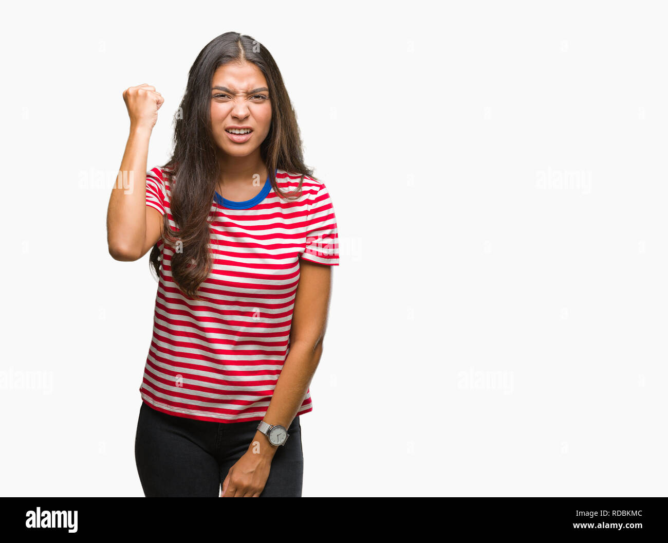 Young beautiful arab woman over isolated background angry and mad ...