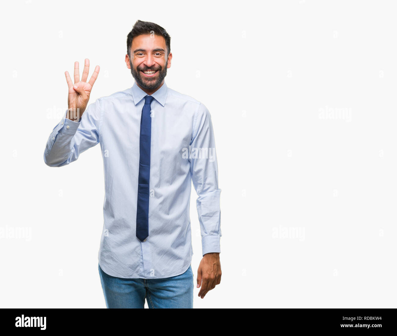 Adult hispanic business man over isolated background showing and ...