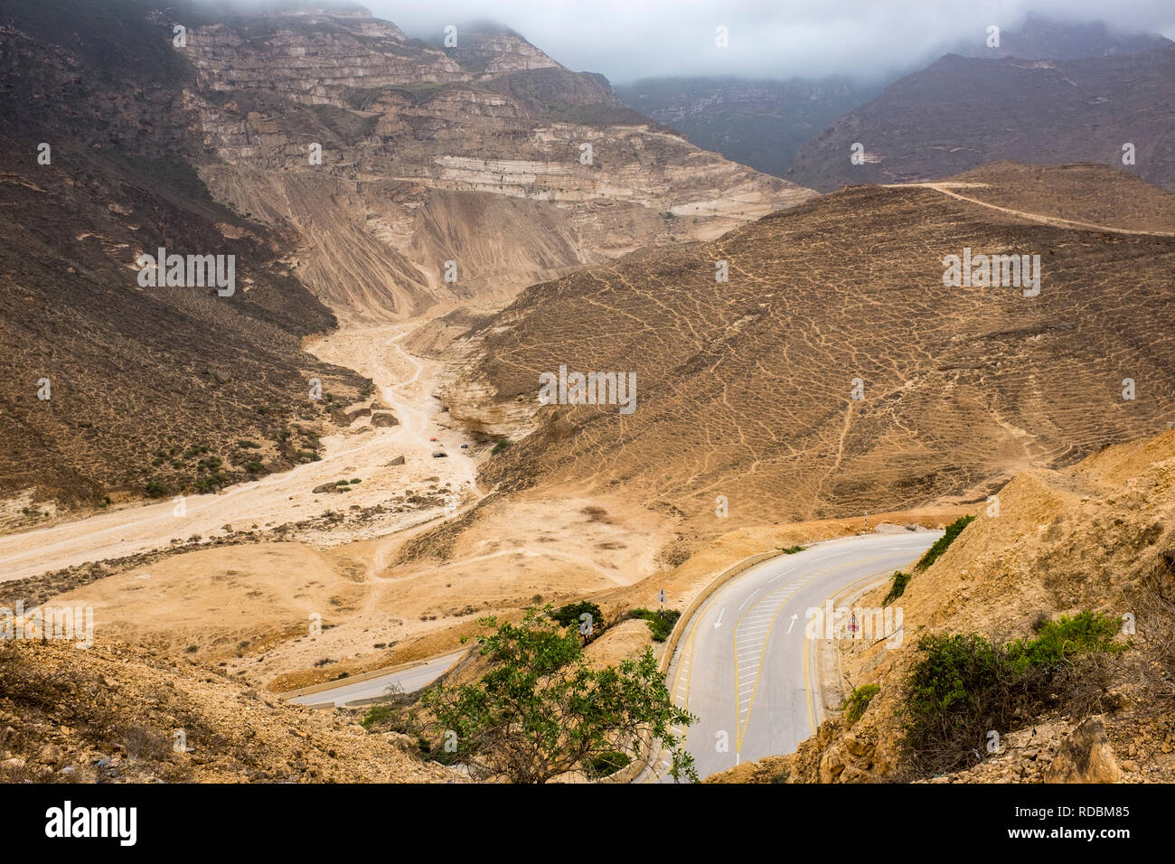 Mountainous scenery near Salalah during the Khareef monsoon season ...