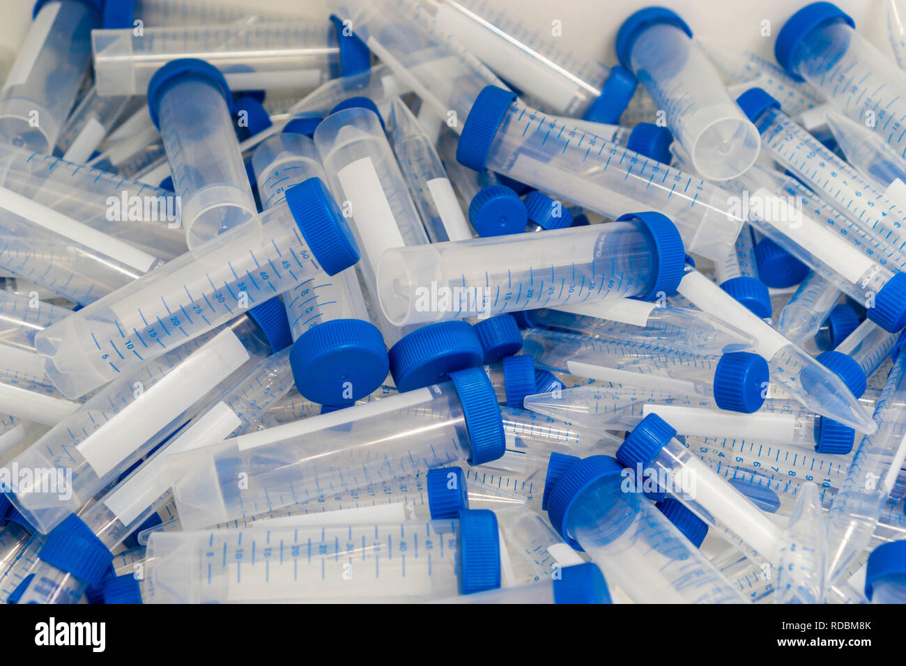 plastic test tubes in a laboratory Stock Photo - Alamy