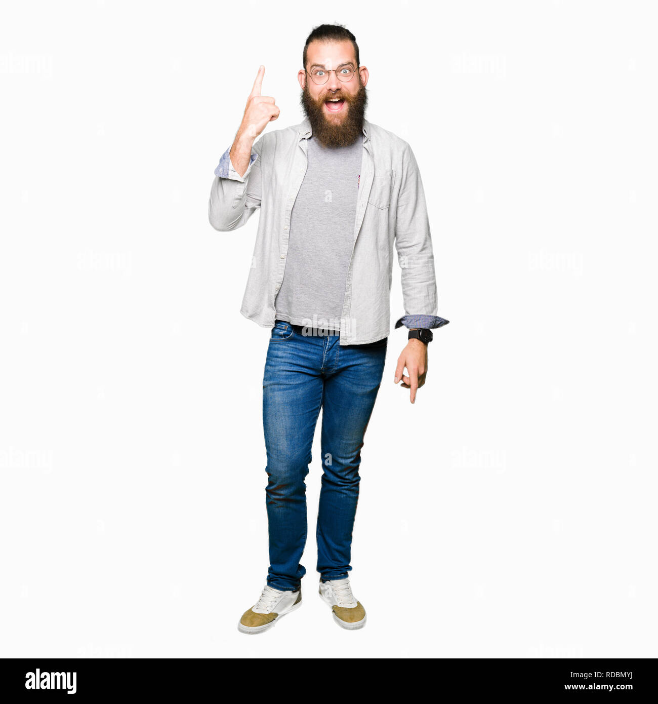 Blond man long hair finger Cut Out Stock Images & Pictures - Alamy