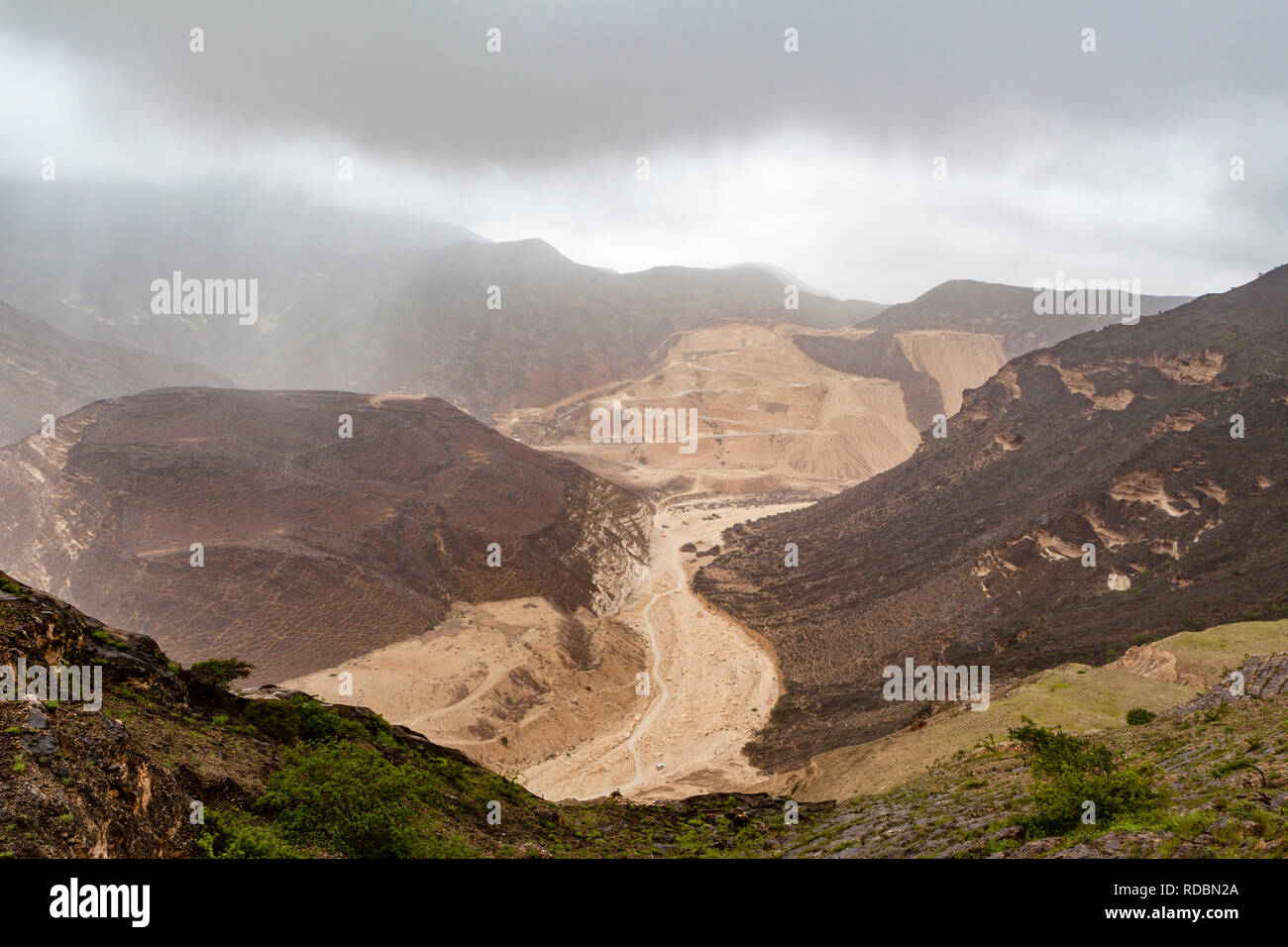 Mountainous scenery near Salalah during the Khareef monsoon season ...