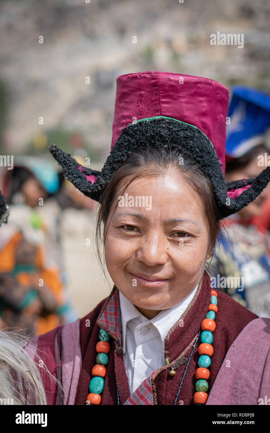 Ladakh, India - September 4, 2018: Portrait of native Indian woman in ...