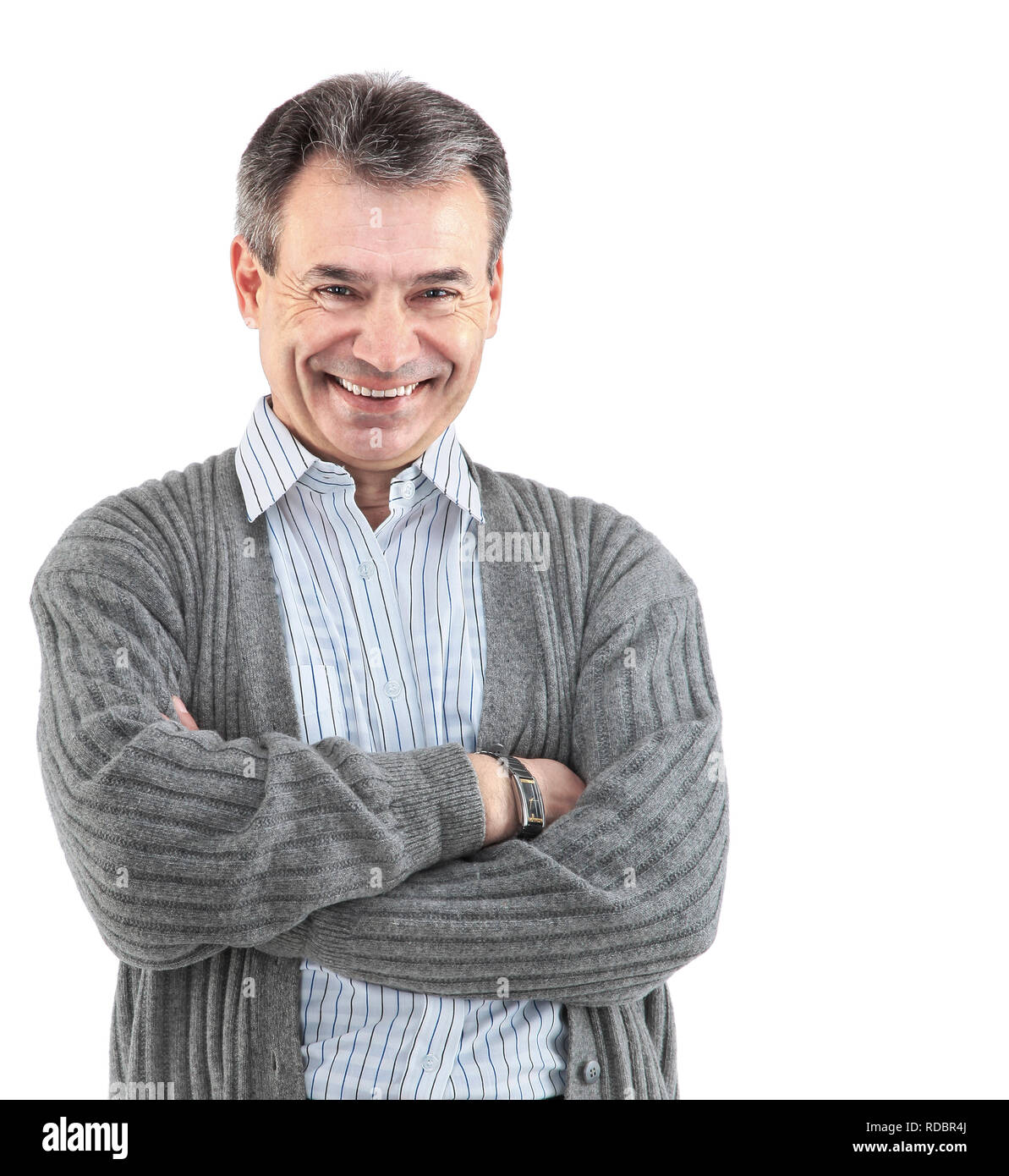 Portrait of happy smiling business man, isolated over white background ...