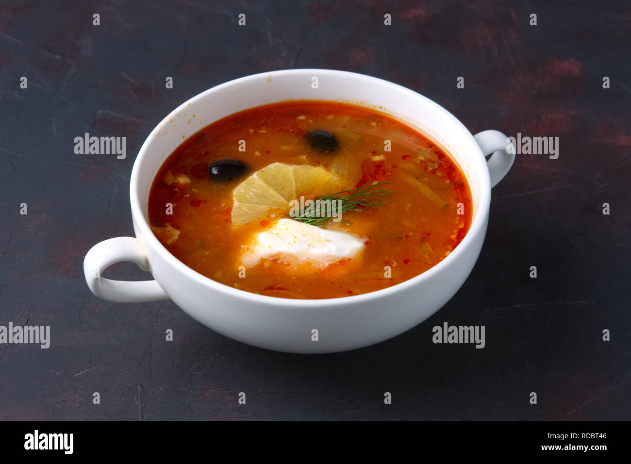 Portion of traditional ucrainian solyanka soup Stock Photo - Alamy