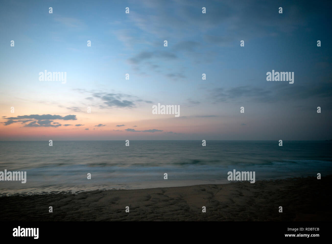Sunset on Hayle Beach looking towards St Ives Stock Photo - Alamy