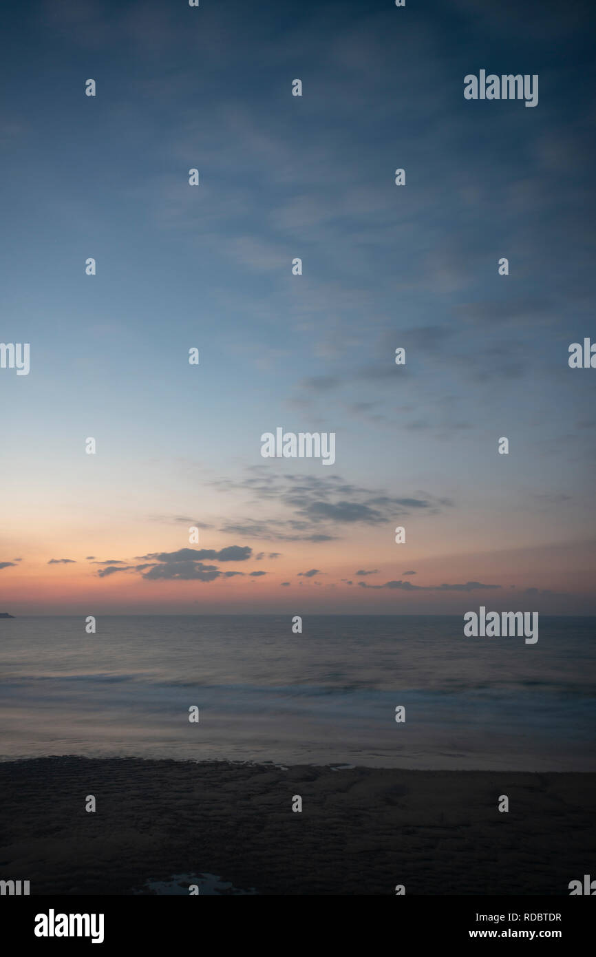 Sunset on Hayle Beach looking towards St Ives Stock Photo - Alamy