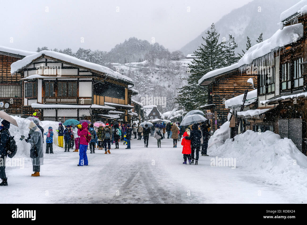 Shirakawago village in winter, UNESCO world heritage sites, Japan Stock ...