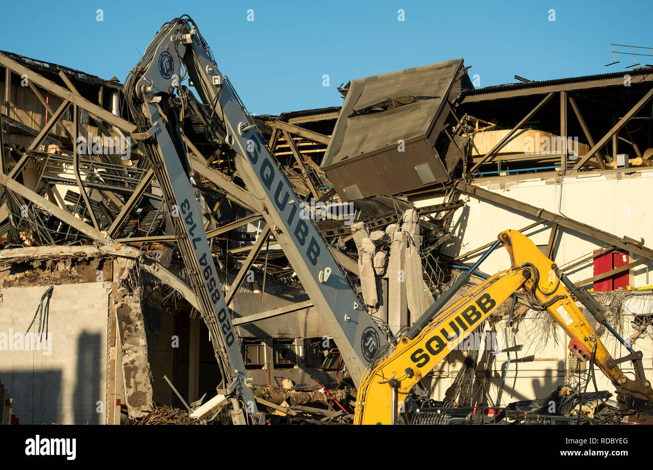 Factory demolition background Stock Photo - Alamy