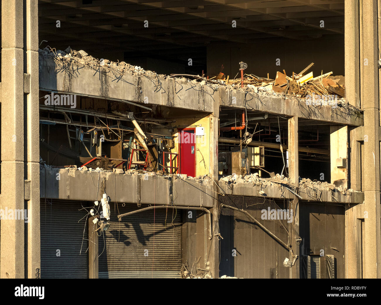 Exposed factory floors demolition background Stock Photo - Alamy
