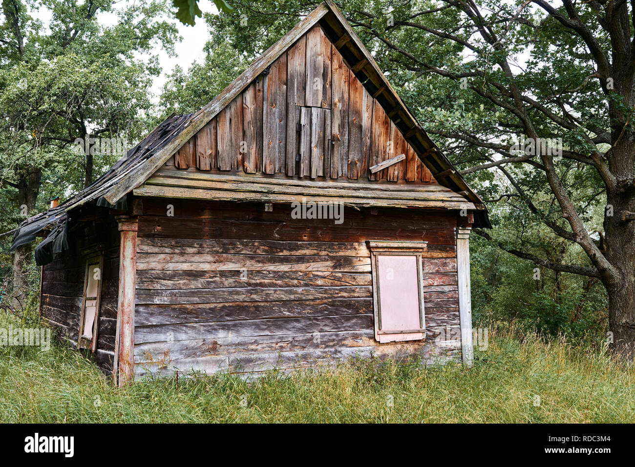 old wooden house in the forest Stock Photo - Alamy