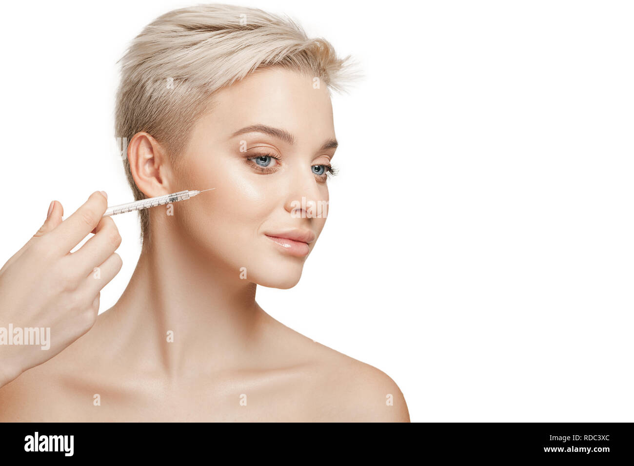 People, Lips, cosmetology, plastic surgery and beauty concept ...