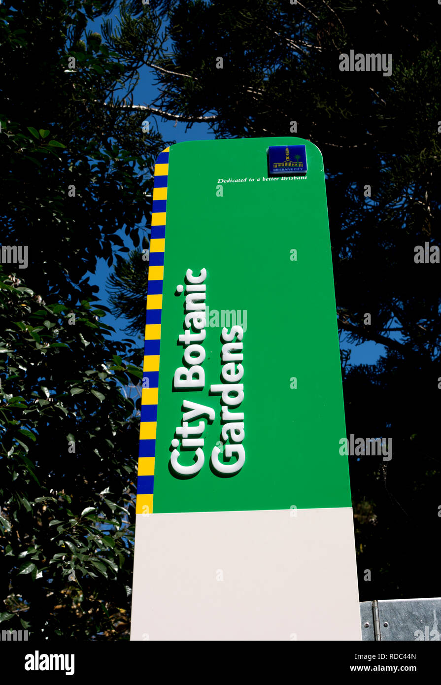 City Botanic Gardens sign, Brisbane, Queensland, Australia Stock Photo ...