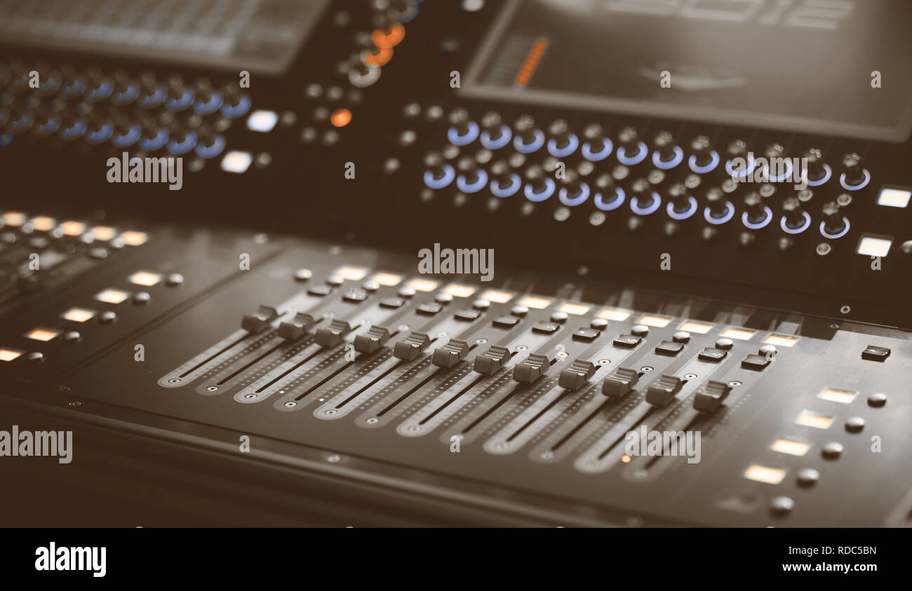 Light and Sound control mixer for Event on stage. Professional ...