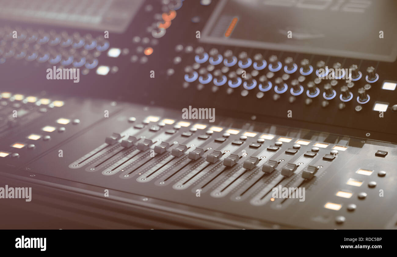 Light and Sound control mixer for Event on stage. Professional ...