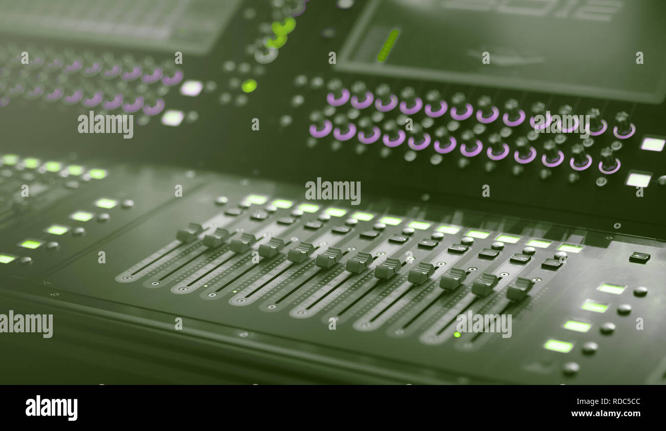 Light and Sound control mixer for Event on stage. Professional ...