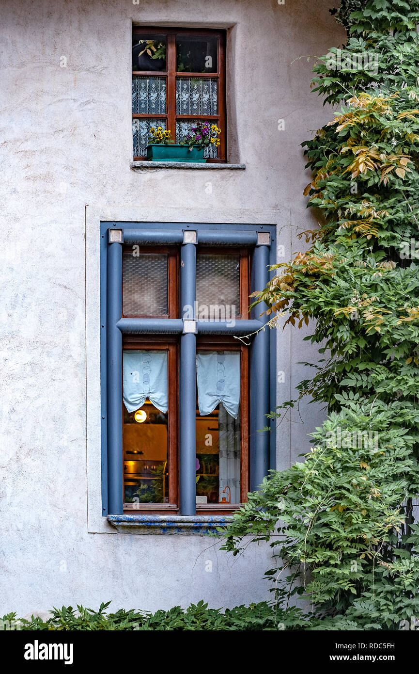 Italy Valle d'Aosta Bard window oh Casa della Meridiana Stock Photo - Alamy