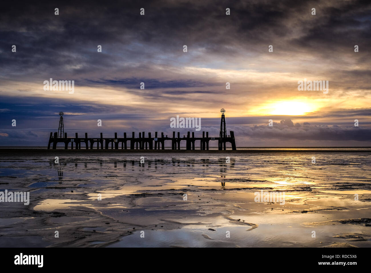 The remains of an old Landing Jetty on the beach at Lytham St Annes ...