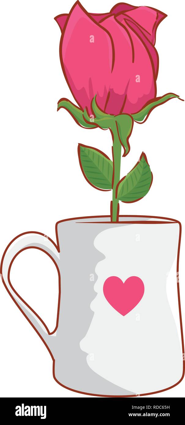 coffee cup with heart and rose Stock Vector Image & Art - Alamy