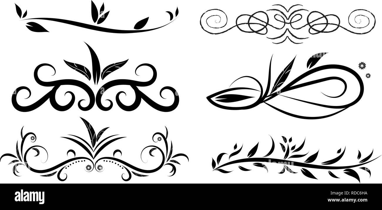 Collection of hand drawn decorative corner delimiters, template for ...