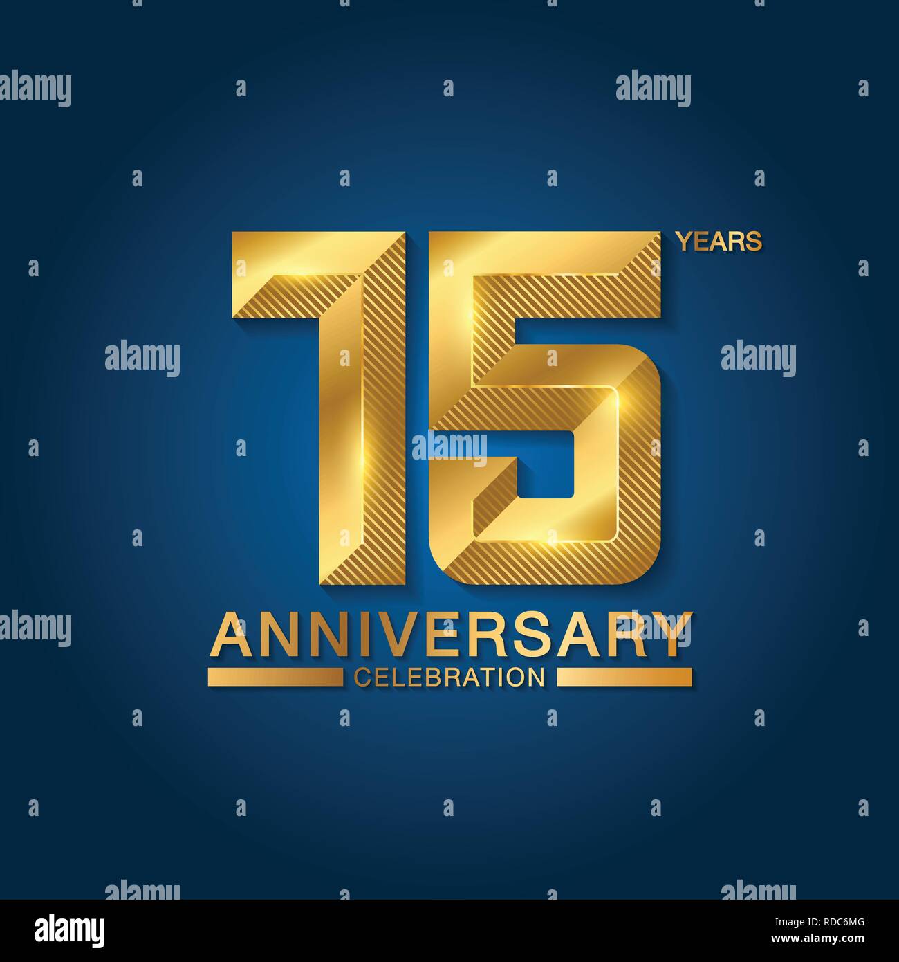 15 years anniversary celebration logotype. Golden anniversary emblem ...