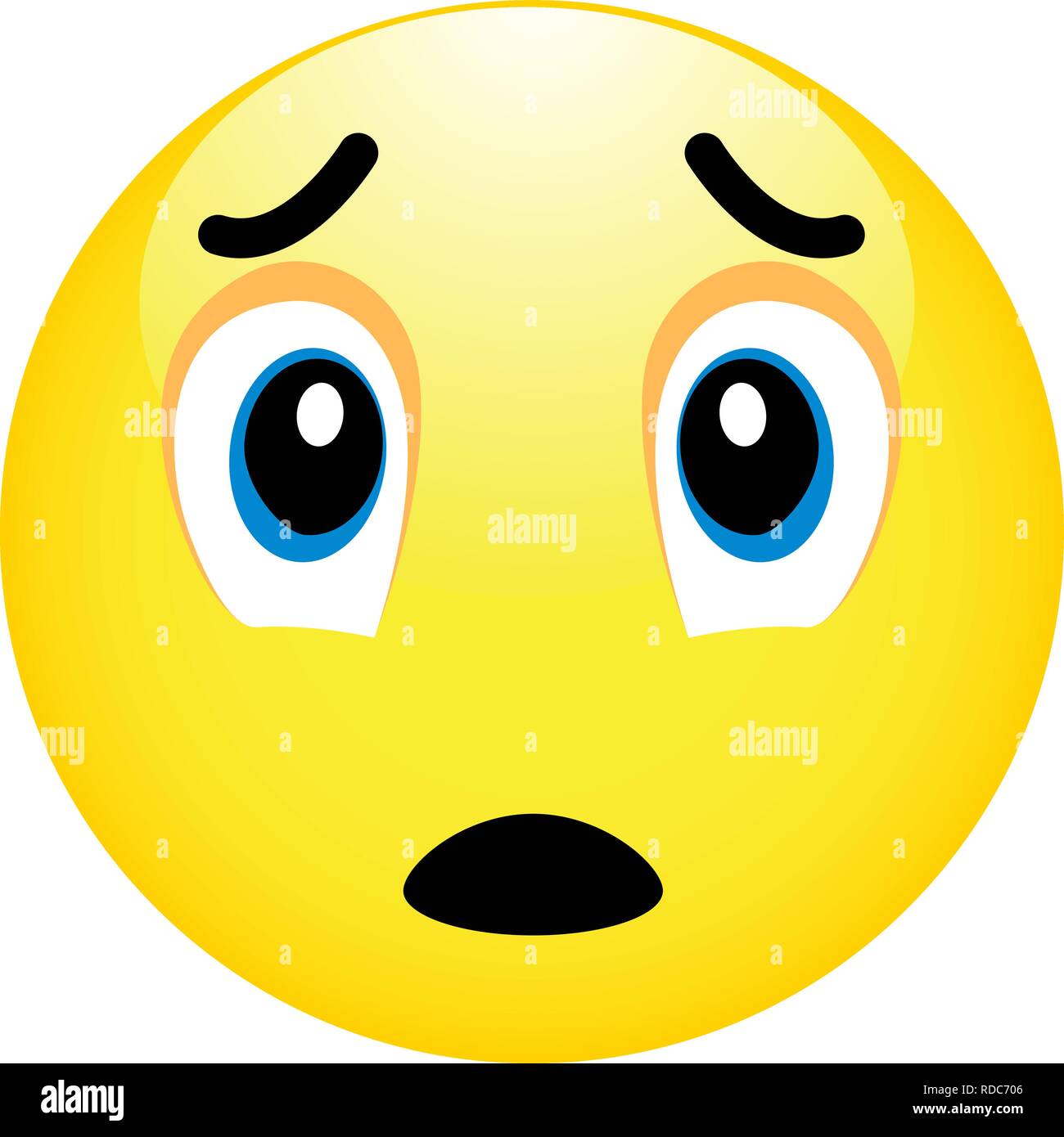 Depressed and sad emoticon with hands on face on white background Stock ...