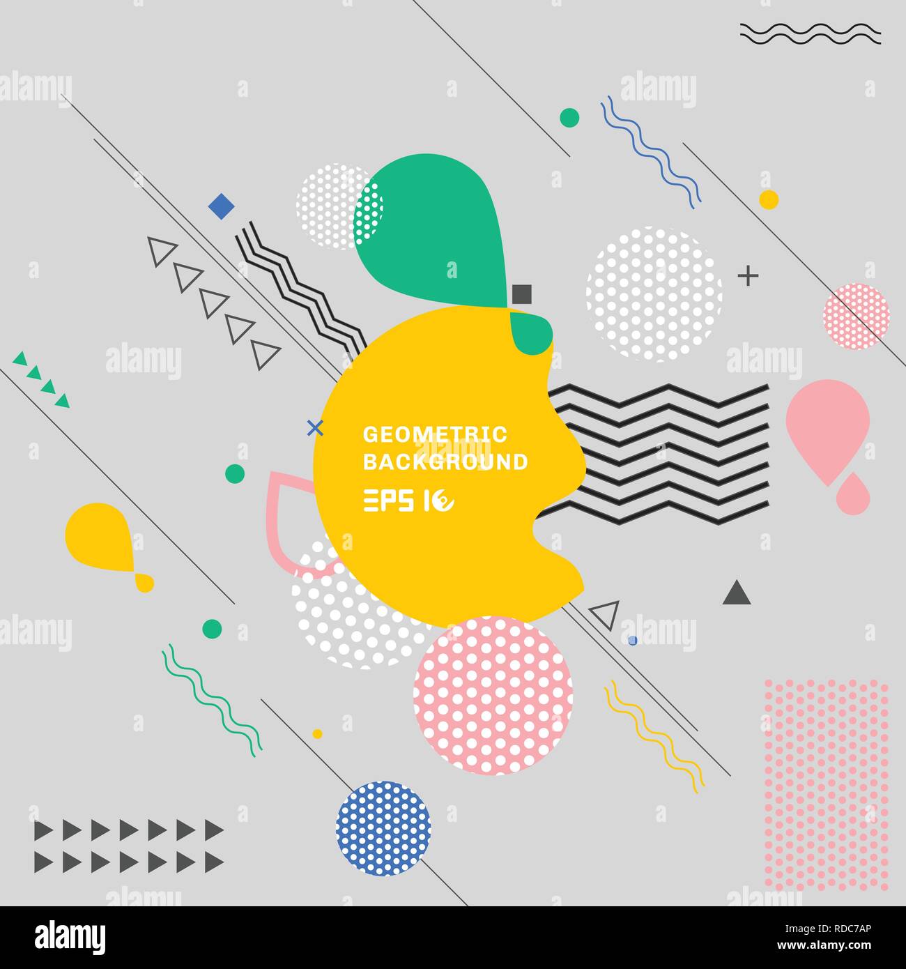 Abstract colorful geometric elements composition decorative background. Vector illustration ...