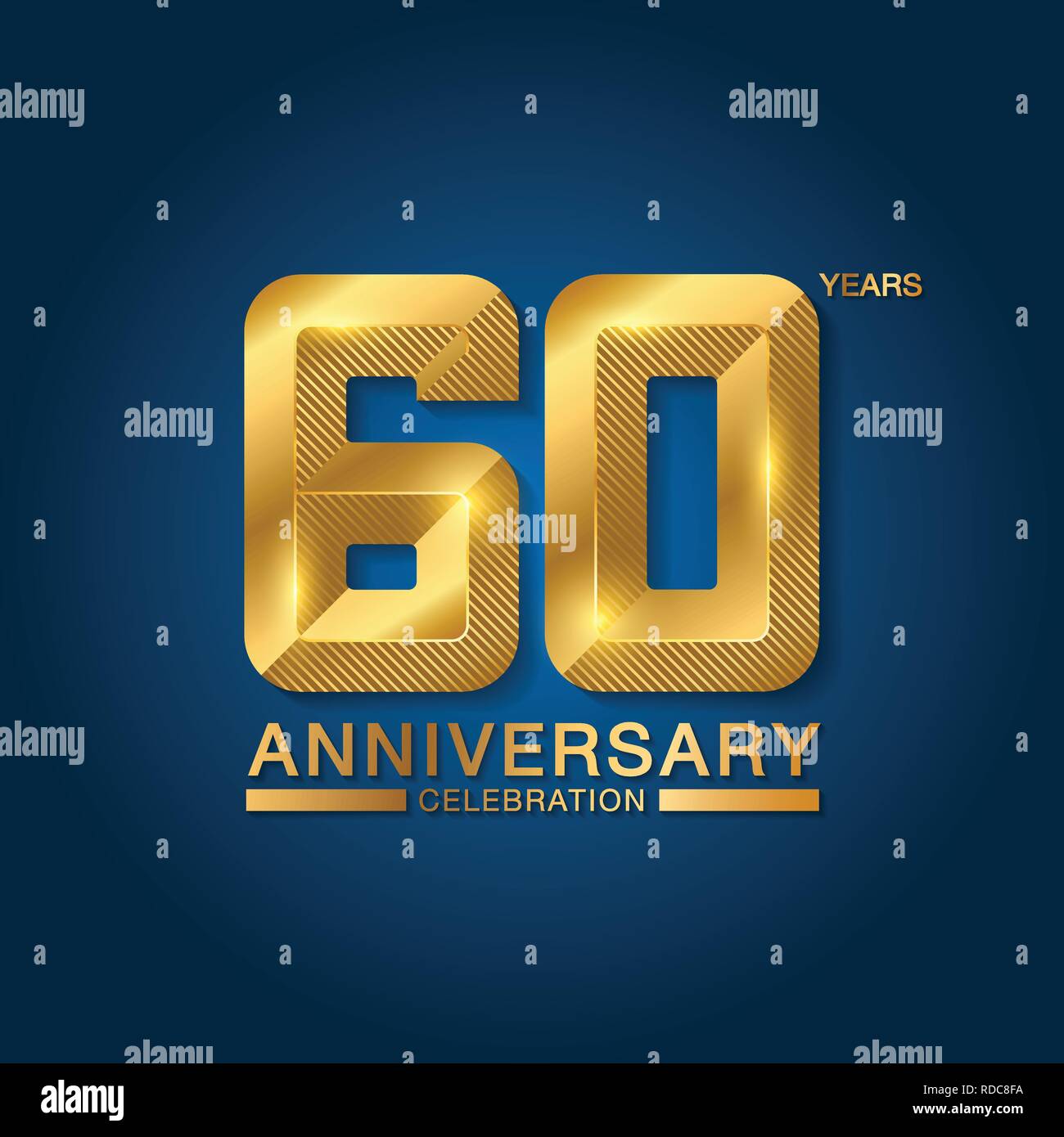60 years anniversary celebration logotype. Golden anniversary emblem ...
