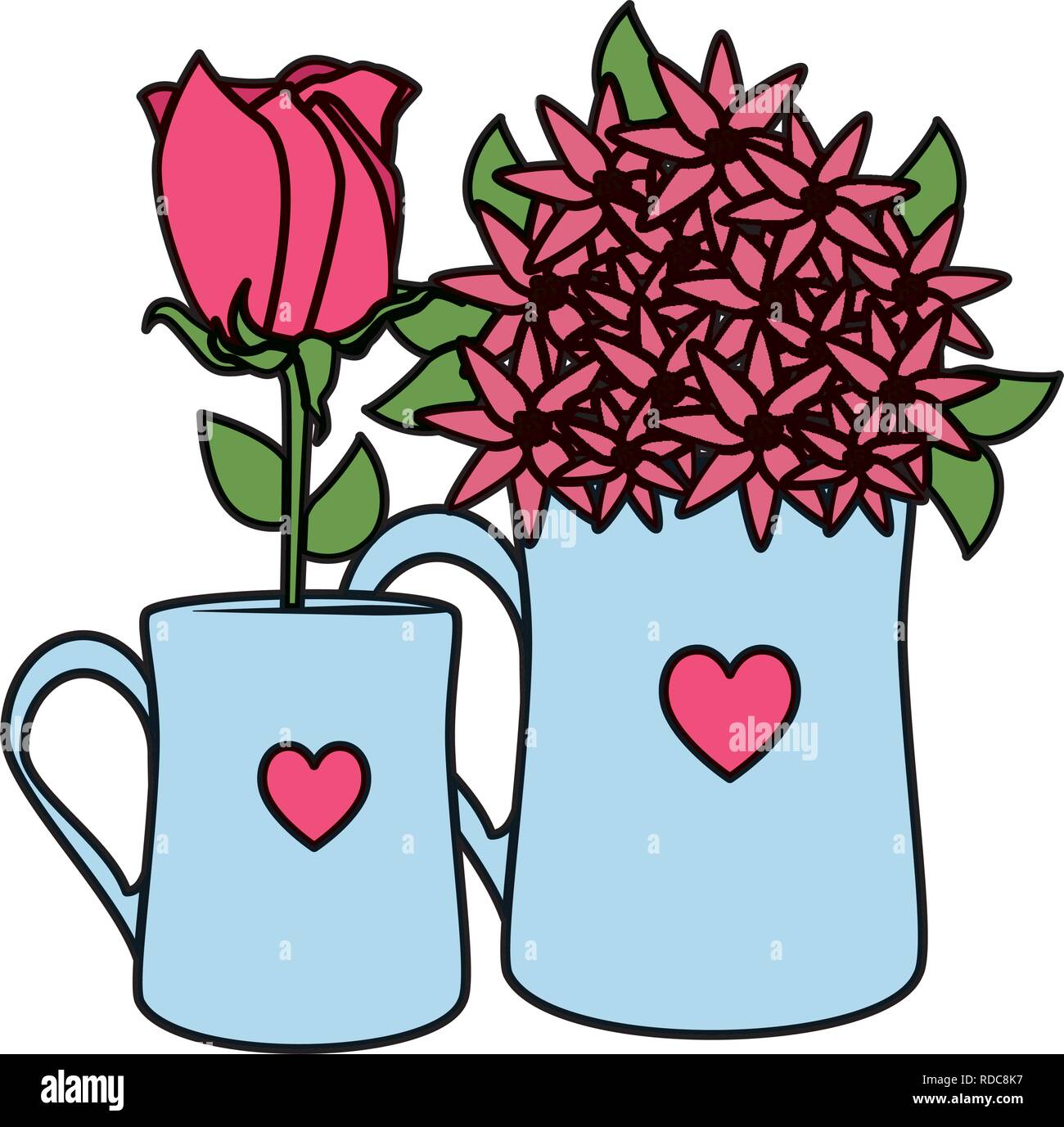 coffee cup with heart and roses flowers Stock Vector Image & Art - Alamy