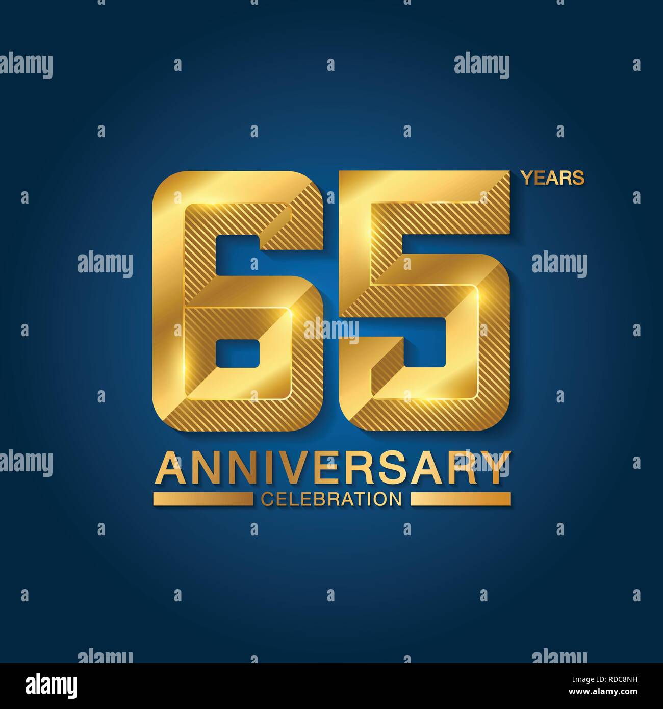65 years anniversary celebration logotype. Golden anniversary emblem ...